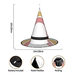 EVANEM Multicolor Rainbow 2 Pcs Halloween Witch Hats With Led Lights Halloween Decorations Hat For Women Glowing Witch Hat