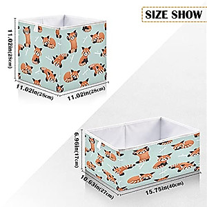 Kigai Cute Red Panda Storage Bin, Large Collapsible Organizer Rectangle Storage Basket for Home Office Décor, 15.8 x 10.6 x 7 in