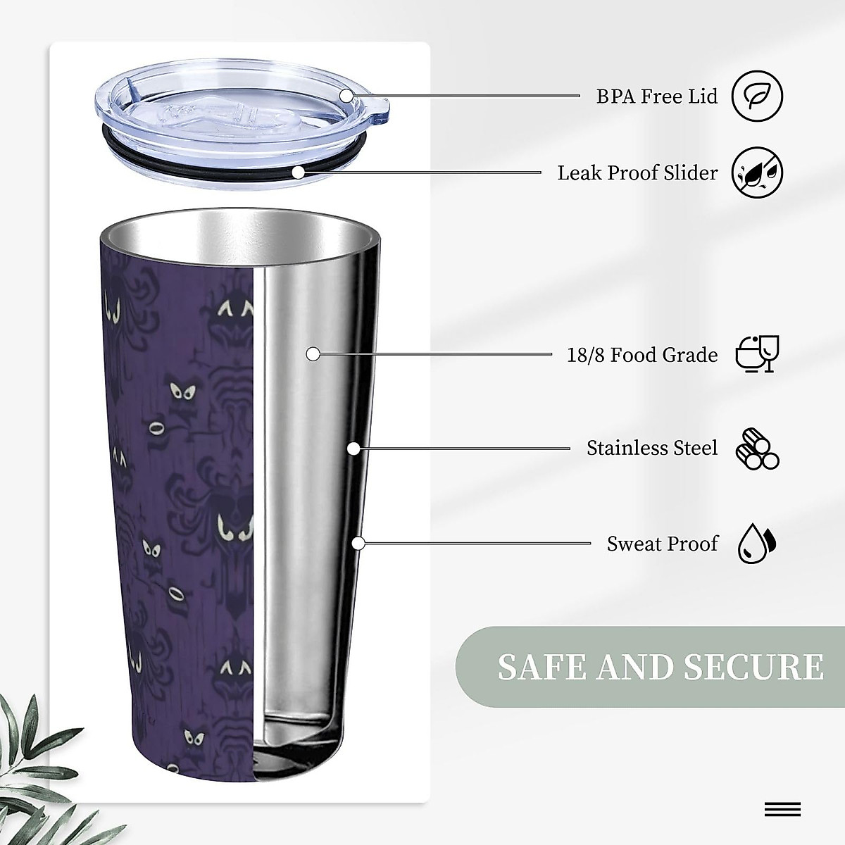 Haunted Mansion 20oz Tumbler Stainless Steel Vacuum Insulated Double Wall Travel Tumbler, Durable Insulated Coffee Mug, Thermal Cup With Lid and Straw for Hot & Cold Drinks