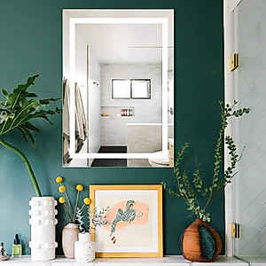 Summer Calling 24x32 Inch Led Bathroom Mirror with Light, Color Temperature 3000-6000K Adjustable, Dimmer with Memory, Defogger Wall Mounted Led Backlit Mirror, High Lumen, IP54 Waterproof