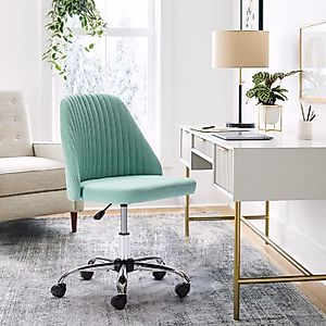 OLIXIS Home Office Desk Chair - Adjustable Rolling Chair, Armless Cute Modern Task Chair for Office, Home, Make Up,Small Space, Bed Room, Green,XX-2776-GN