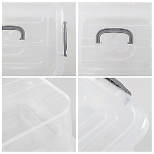 Hespama 2 Packs Small Plastic Storage Bin, 8 Quart Clear Latching Boxes with Lid