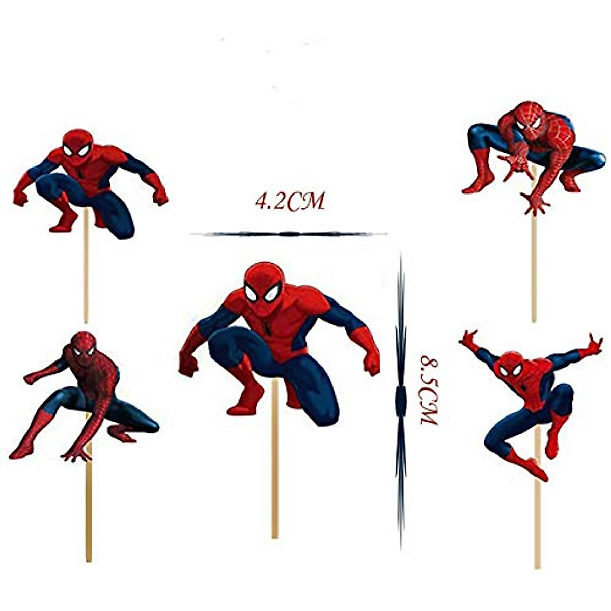24PCS Spiderman Cupcake Toppers Spiderman Cake Toppers Spiderman. Happy Birthday Party Supplies Pet Cake Decorations for Spiderman fans, Kids Birthday Party