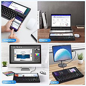 Fagomfer FICIHP K2 12.6" Touchscreen Gaming Mechanical Keyboard,71 Keys Portable USB Wired RGB Backlit Compact Keyboard,Plug and Play Multifunctional Split Screen Keyboard for Windows Mac Android