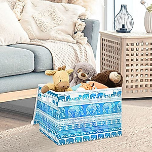 Elephants Storage Bins with Lids for Organizing Lidded Home Storage Bins with Handles Oxford Cloth Storage Cube Box for Toys