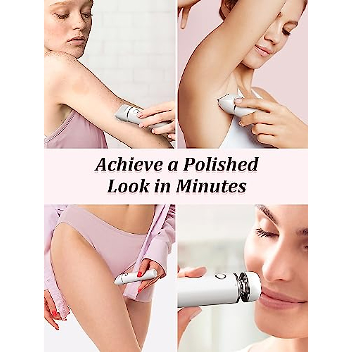 Cayzor Bikini Trimmer and Shaver for Women - 2-in-1 Wet/Dry Electric Body Hair Trimmer Cordless Waterproof Facial Hair Removal Shaver Razor for Painless Trimming of Pubic Face Underarm Legs (White)