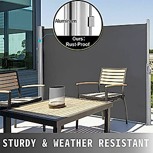 Nisorpa Retractable Screen for Patio 71'' H x 118'' L Standing Outdoor Privacy Retractable Side Awning Wind Screen Patio Garden Pools Side Pull Out Sun Shade Cloth Divider Blind Waterproof (Grey)