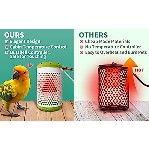 SYSAI Smart Pet Heater with Auto Temperature Control, for Bird, Turtle, Snakes, Lizard, Frogs, Chicks, Cat, Anti-bite Power Cord Protector (Large_100W)