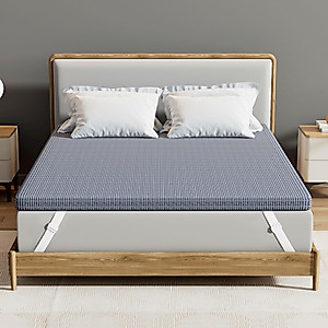 Firm Mattress Topper, Memory Foam Mattress Topper 4 Inch King Size, Mattress Pad Cover for Back Pain Relief, Removable Charcoal Bed Topper with CertiPUR-US Certified