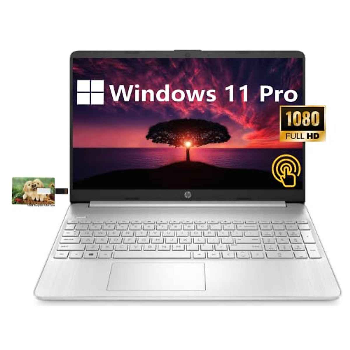 HP 15.6" FHD Touchscreen IPS Display Business Laptop, Intel Core i5-1135G7, Windows 11 Pro, 16GB RAM 512GB SSD, Intel Iris Xe Graphics, HDMI, Webcam, WiFi, 32GB Durlyfish USB Card