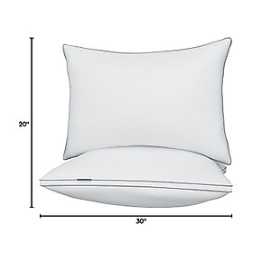 viewstar Pillows Queen Size Set of 2, Down Alternative Bed Pillows, Back Side Sleeper Pillow for Neck and Shoulder Support, Soft Fluffy Hotel Pillows with Gusset Design, Machine Washable, 20" x 30"