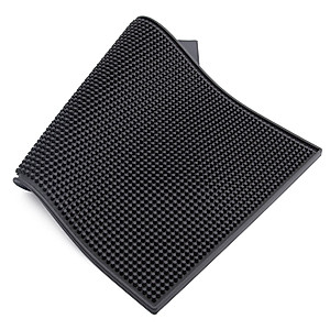 Facmogu 18 x 12 Inch Rubber Bar Mats, Black Heavy Duty Bar Mat PVC Rubber Wet Dish Drying Spill Matting Non Slip Heat Resistant for KTV Bar Glass, Restaurant, Home Counters