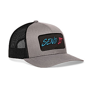 HAKA Trucker Hat – Send it Hat, Mesh Outdoor Hat for Men & Women, Adjustable Snapback Baseball Cap, Golf Hat (Gray/Black)