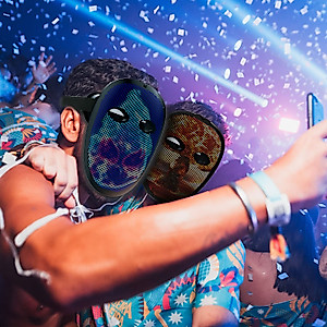 Led Mask HD with WIFI Programmable Video Play,Led Digital Electronic Light Up Face Masks for Halloween Rave Masquerade