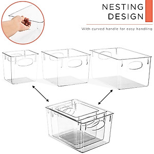 Sorbus Clear Plastic Storage Bins - Fridge Organization and Storage Solution, Acrylic Kitchen Cabinet and Pantry Organizer, Fridge Organizer Bins in 3 Sizes (6 Pack: 2 Small, 2 Medium, 2 Large)