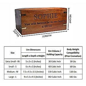 PERSONALIZED Engraved URN BOX | Handcrafted Rosewood Pet Urn for Dog Ashes | Urn Box for Pet Ashes | Brass Paw Urn Box for your loved ones (Urn Box)