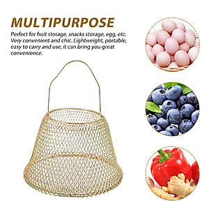 Housoutil Portable Egg Basket Telescopic Iron Wire Shopping