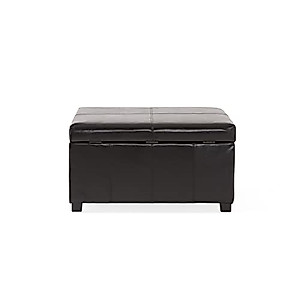 Christopher Knight Home Living Berkeley Brown Leather Square Storage Ottoman, Espresso