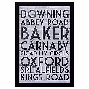 Amazon Brand – Stone & Beam Modern Black & White London Street London Street Names Print Wall Art, Black Frame, 18" x 26"