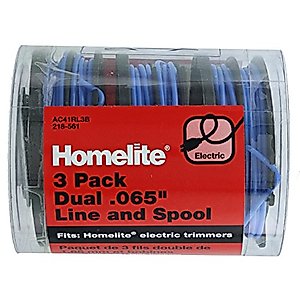 Homelite Genuine OEM AC41RL3 Autofeed Dual .065” Replacement Line and Spool Pack for Homelite Electric String Trimmers (3 Pack)