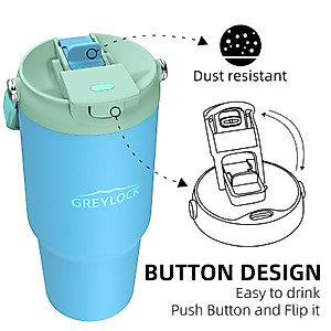 Greylock 30 oz Tumbler with Handle, Vacuum Insulated Tumblers with Flip Straw and Top Handle, Reusable Tumbler with Lid and Straw for Home, Office or Car, Leak-Proof Travel Mug, Keep Cold for 24 Hrs