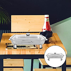 Metal Tray Stainless Steel Chafing Dish Buffet Chafer Rectangular Buffet Stove Chaffing Servers with Glass Covers Food Tray Warmers for Parties Buffets Catering