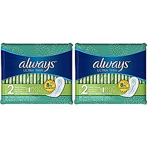 Always Ultra Thin Long Super Pads, 20 Count, (Pack of 2)