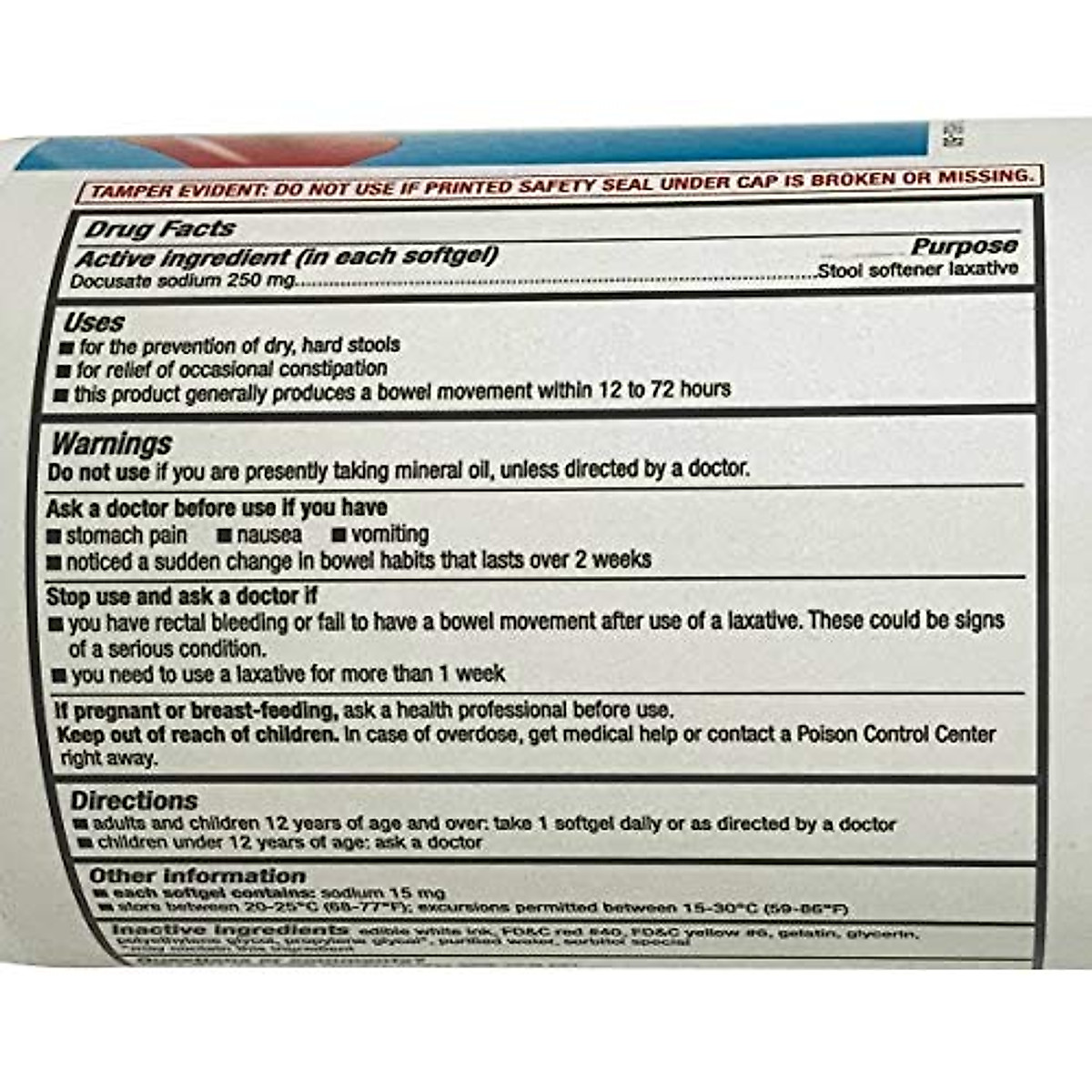 CVS Health Extra Strength Stool Softener Docusate Sodium Softgels 250 mg, 500 Count