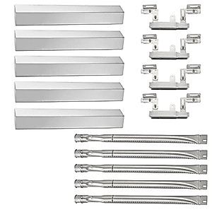 Grill Replacement Parts for Brinkmann 5 Burner 810-1750-s, 810-1751-S, 810-3551-0 Gas Grill Models, Stainless Steel Grill Burner, Heat Plates, Crossover Tube