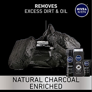 Nivea Men Deep Skin Care Collection, Men's Body Wash, Shave Gel, After Shave, and Beard & Face Wash, 4 Piece Gift Set