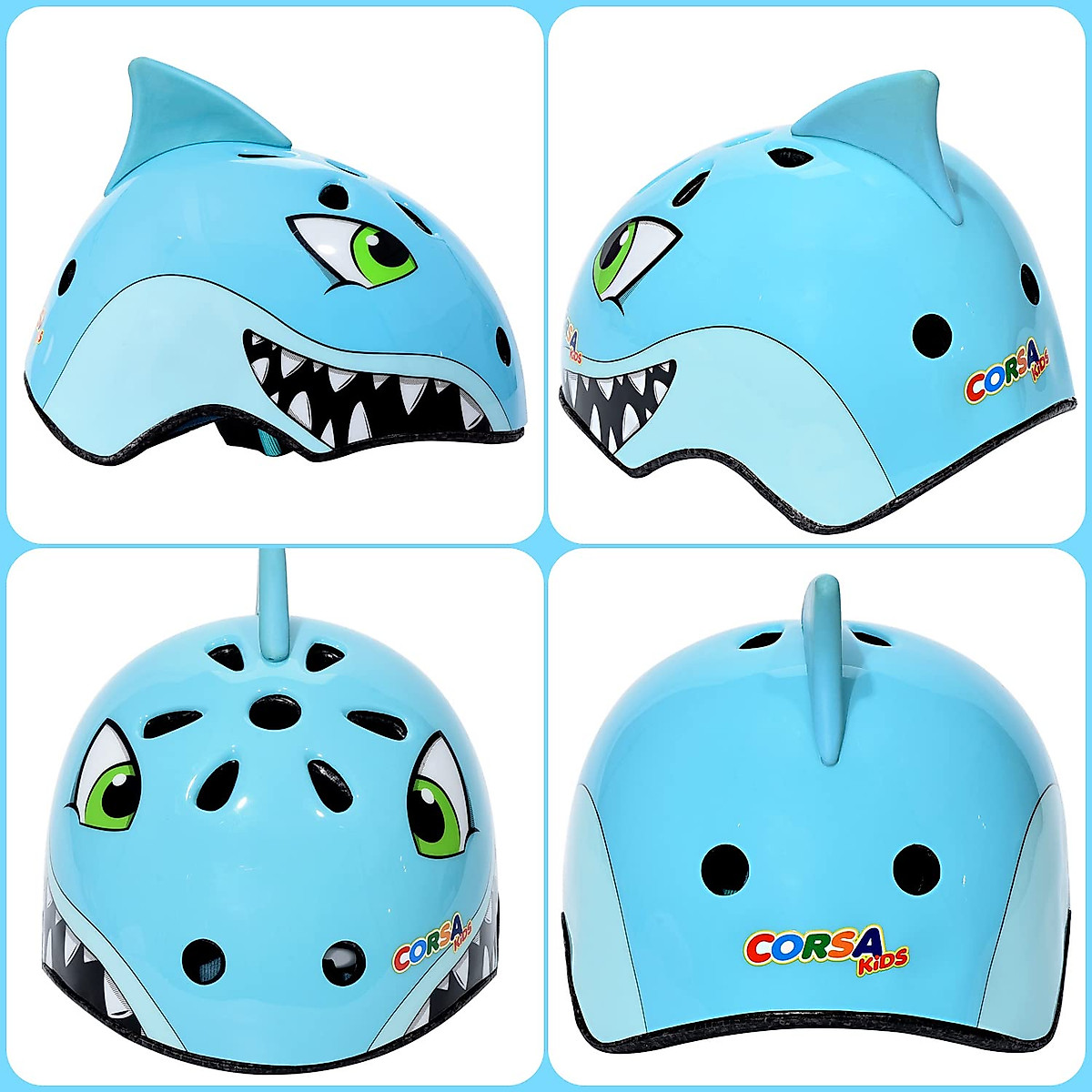 Kids Bike Helmet, Blue Shark Kids Toddler Bike Helmet 2-4 Boy Girl Adjustable Safety Child Helmet for Cycling Skating Scooter Multi-Sport