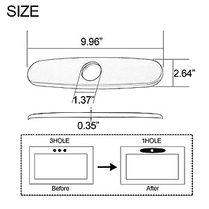Sink Hole Cover, Faucet Hole Deck Plate 10" Oil Rubbed Bronze Escutcheon Plate for 1 or 3 Hole Kitchen Bathroom Sink Faucet RBROHANT