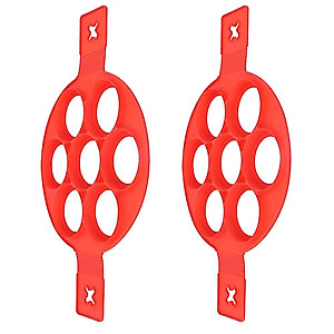 Egg Frying, 2Pcs Silicone Egg Rings Non-Stick Pancake Making Mould Omelette Mould Cooking with Handles for Fried Eggs/Egg Muffins, DIY Kitchen Utensils, 7 Holes Round