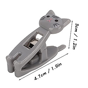 Cat Design Chip Clips, 6pcs Plastic Chip Bag Clip Kitchen Clips Multifunctional Small Clips for Bread Bag, Potato Chip Bag Clothesline Clip(Grey)