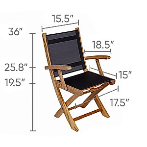 Royal Teak Collection SMCG Sailmate Teak Sling Folding Arm Chair, Gray, 24-Inch