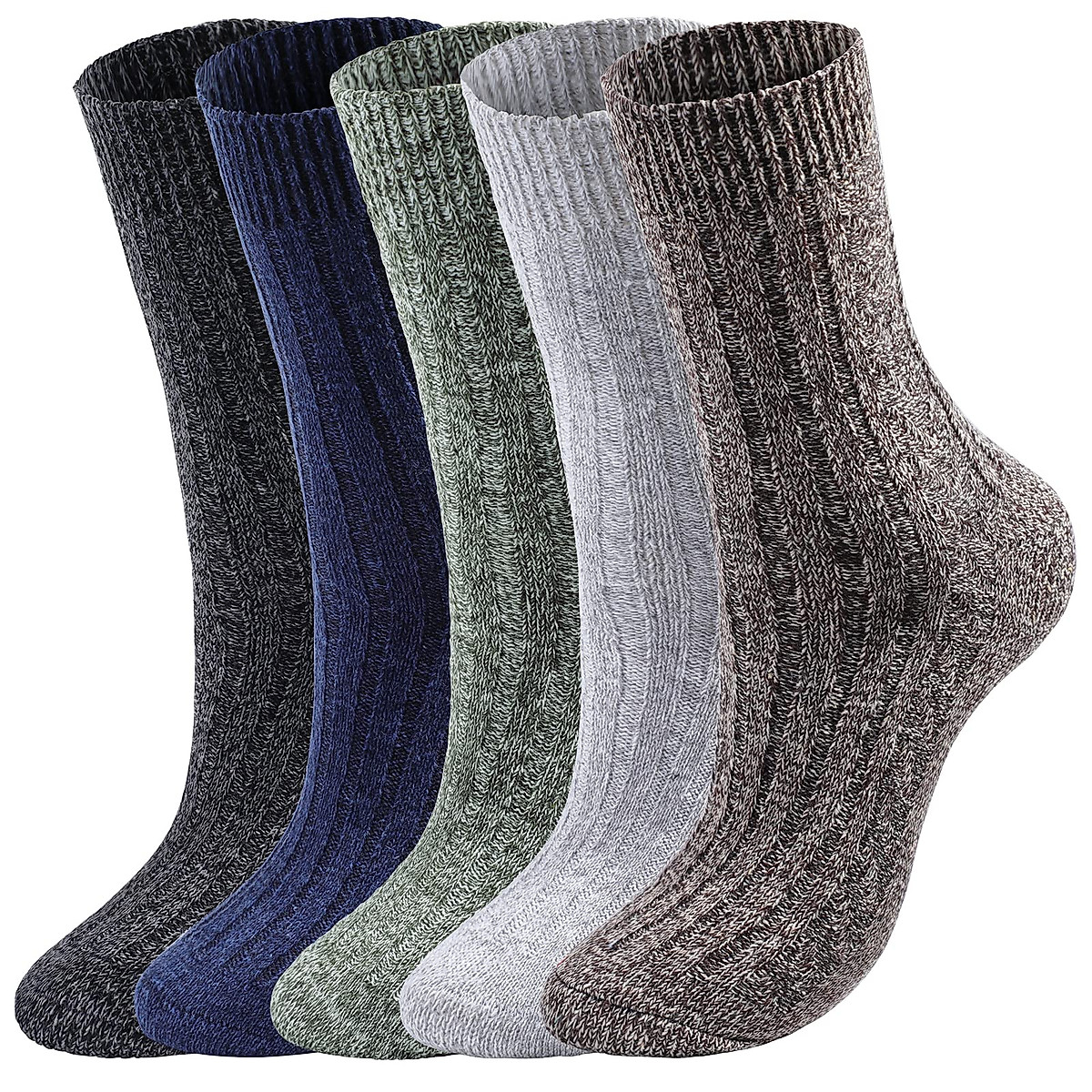 Trifabricy 5 Pairs Wool Socks - Comfortable and Warm Womens Wool Socks, Wool Socks Women, Super Soft Crew Socks for Women, Thick Knit Cabin Cozy Wool Socks Gifts For Women