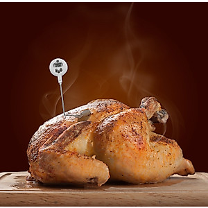 MARATHON Digital Instant Read Thermometer, Heat Resistant Stainless Steel Probe, Min/Max Temperature Memory, with Pocket Clip and Food Chart (Batteries Included) (White)