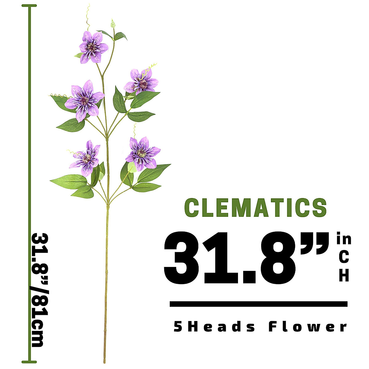 Decor Tall Long Stems for Tall Vase Clematis Artificial Plants Flower Arrangements Christmas Floral Picks Faux Plant Outdoor Floral Arrangement Decoration Holiday Wedding (Purple Clematis)4Packs