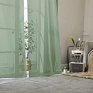 Aiyufeng Sheer Bedroom Curtains 2 Panel Sets 84" Inch Length - Transparent Light Weight Soft Sage Window Treatment Panels for Study Room/Living Room/Guest Room, Per Panel W40 X L84 inches