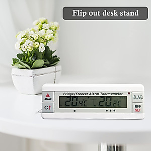Refrigerator/Freezer Alarm Thermometer 2 Channel Fridge Thermometer with LED Alarm Indicator Max/Min Memory for Home Kitchen Restaurants Bars Cafes