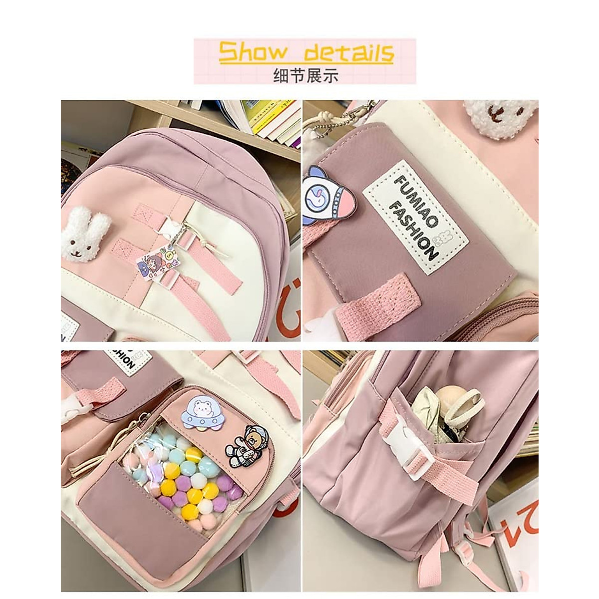 HOKMAH Cute Kawaii Backpack for Girl Boys, Back To School Gift Shoulder Bags Backpack Aesthetic Laptop Schoolbag for Teens(Green)