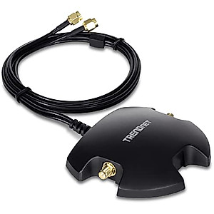 TRENDnet Magnetic Dual Antenna Mounting Base RP-SMA Female with RP-SMA Male Extension Cable, Extends Two Wireless Antennas Up to 1m (3.3 ft.), Black, TEW-LB101