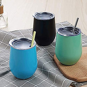 Reusable Short Small Silicone 5.5" &Metal 6" Stainless Steel Stirrer Drinking Straws Set for Coffee/Moscow Mule Mug, Cocktail lowball Glasses, Kids Toddler Baby Cup, Wine Tumbler,Bar-With Silicone Tip