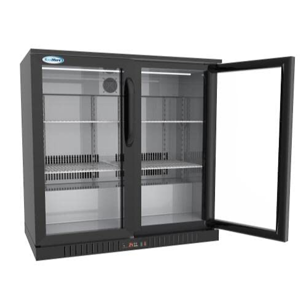 Koolmore BC-2DSW-BK 2 Door Back Bar Cooler Counter Height Glass Door Refrigerator With Led Lighting - 7.4 Cu.Ft.; Black