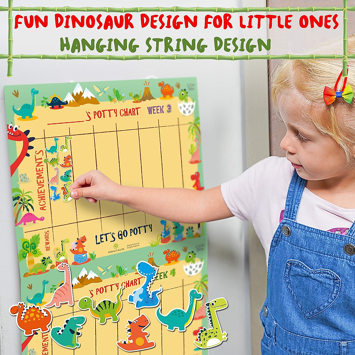 ATHENA FUTURES Potty Training Chart for Toddler, Girls, & Boys, Sticker Chart for Kids Potty Training, 4 Week Reward Chart, Certificate, Instruction Booklet, Reward Sticker Chart Kids Toilet Training