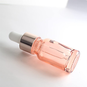 Glass Eye Dropper Bottles 1/3oz (Orange Colored Glass Bottle 12 Pack 10ml with Rose Golden Caps) Travel Vial Bottles for Essential Oils, Perfume (12 pcs, orange)