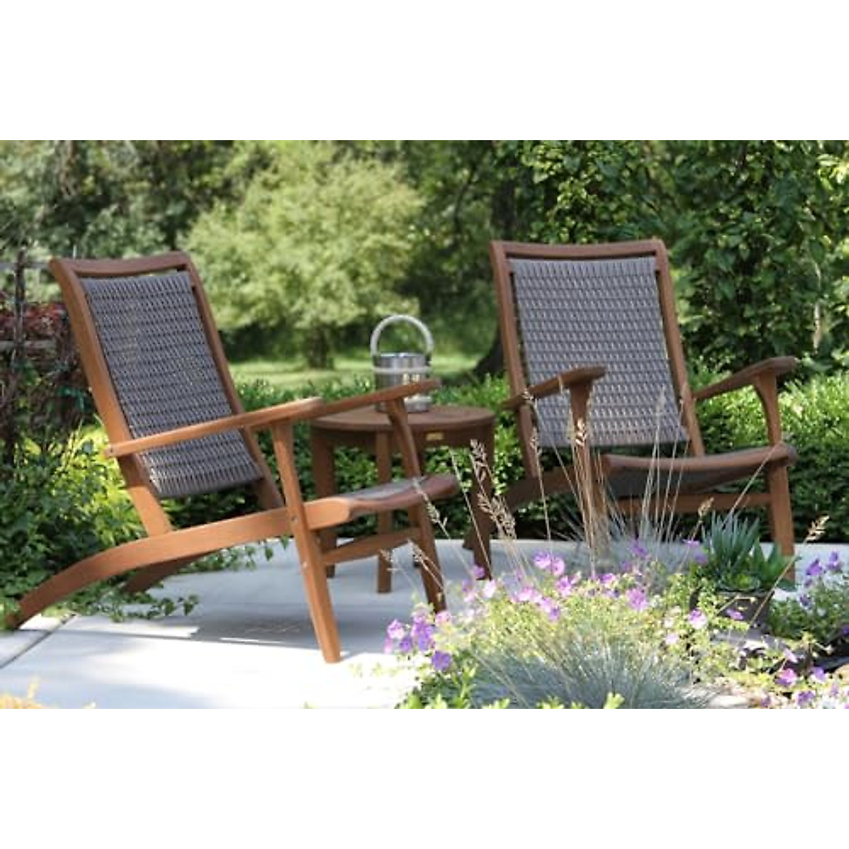 Outdoor Interiors All Weather Eucalyptus Driftwood Patio Lounger Chair, Grey Wicker