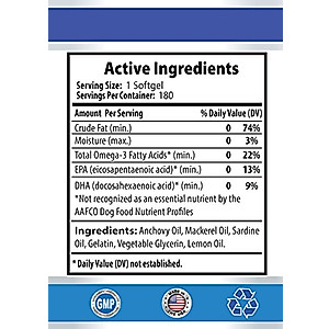 PET SUPPLEMENTS Dog Protein Supplement - Omega 3 - Advanced Complex - Health & Wellness - for Dogs - Dog Skin and Coat - 3 Bottle (540 Softgels)