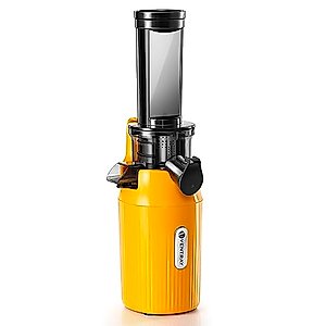 Ventray Essential Ginnie Juicer Compact Small Cold Press Juicer Masticating Slow Juicer with 60RPM Low Speed, Easy to Clean & Nutrient Dense, Eco-Friendly Packaging, Sunny Yellow