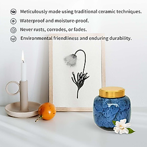 Blue Handmade Ceramic Urn for Ashes - 6.7 fl oz (0.8 Cup) Memorial Keepsake (3.15" H) with Secure Aluminum Lid, Small Urn for Pets, Children & Sharing Adult Ashes